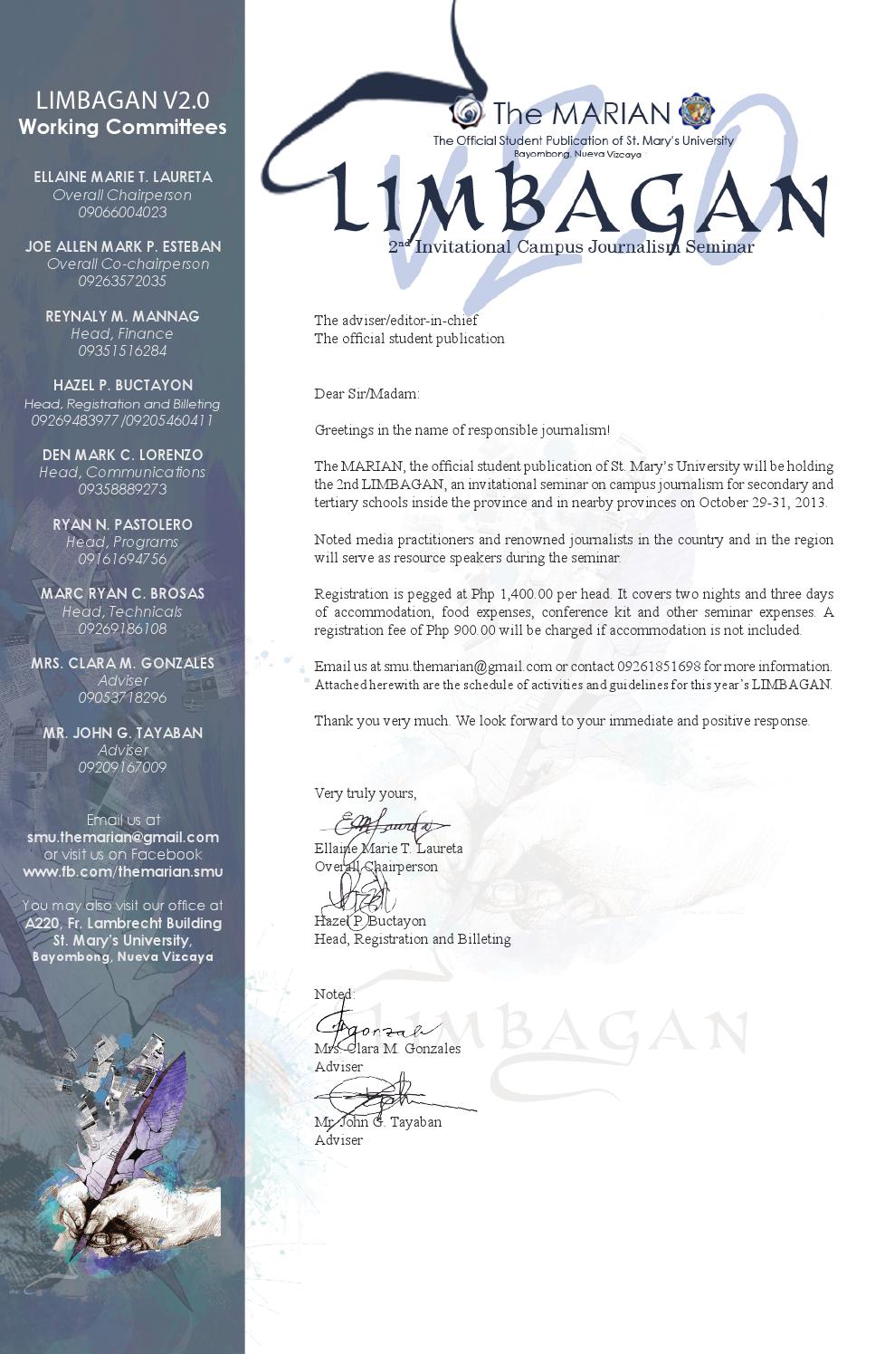 LIMBAGAN v2.0 Invitation Letter by The MARIAN - Issuu