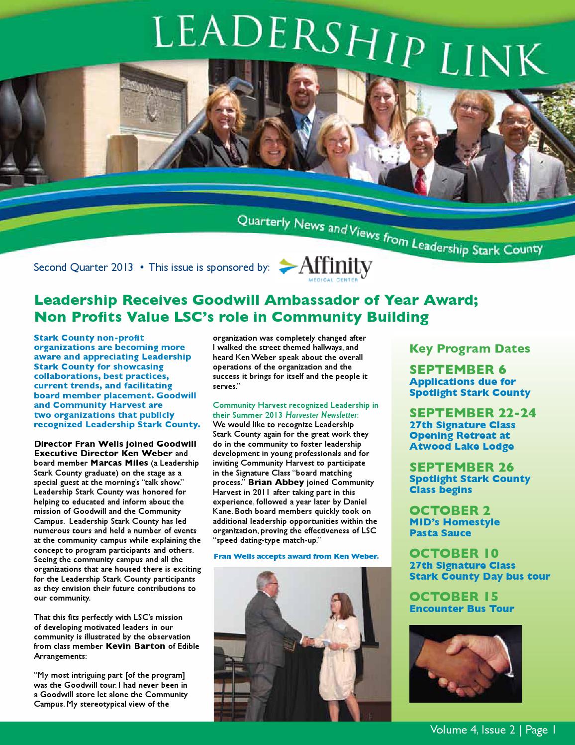 Leadership link newsletter 2nd edition 2013 by Canton Regional Chamber ...