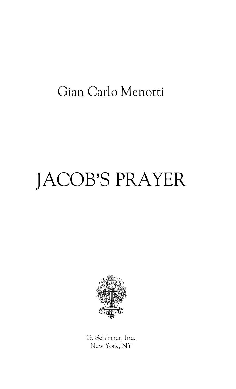 Menotti JACOB'S PRAYER by ScoresOnDemand - Issuu