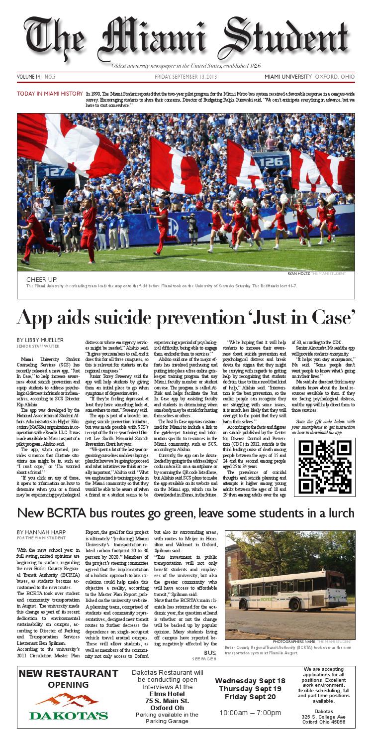 September 13, 2013 | The Miami Student by The Miami Student - Issuu