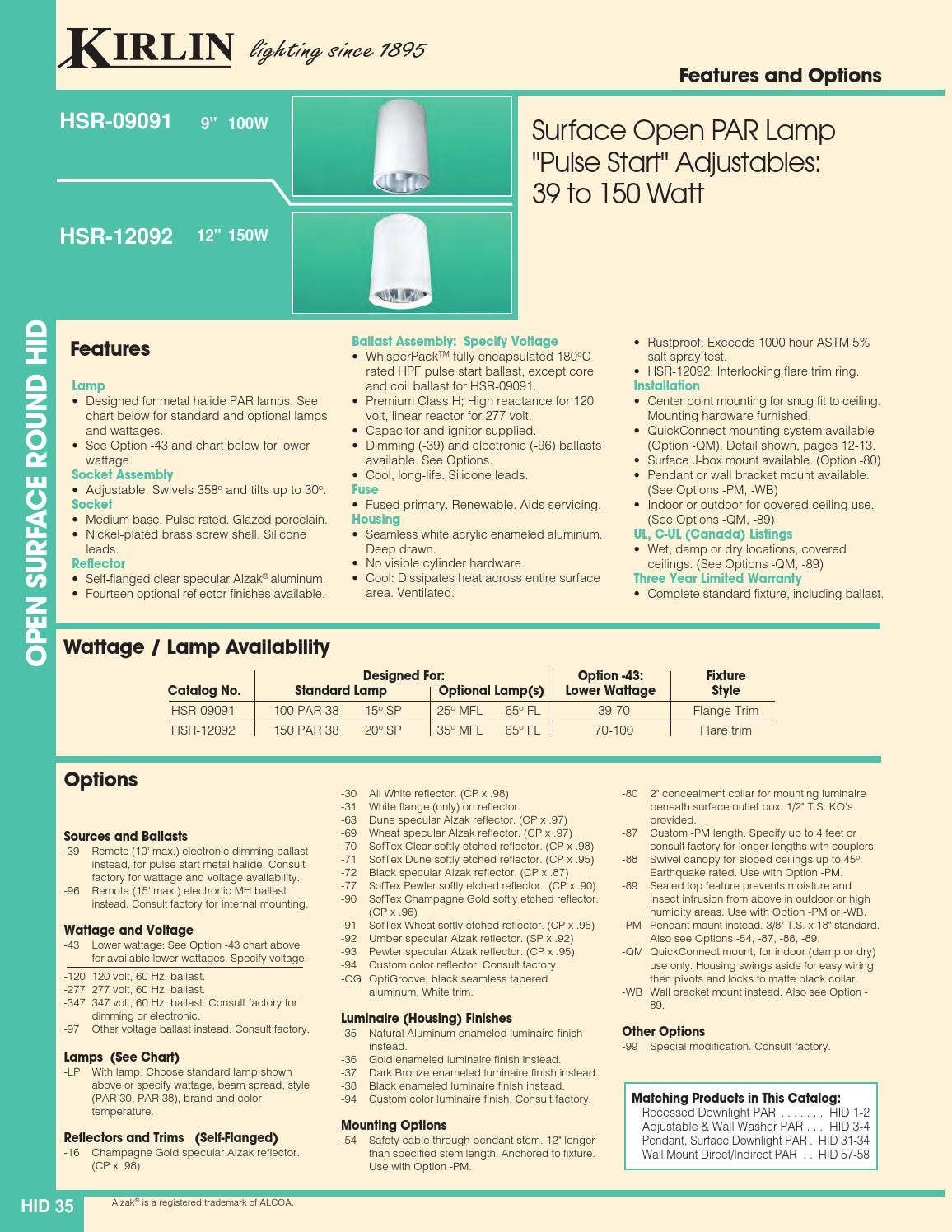 *Kirlin's Pulse Start Metal Halide Lighting Catalog 02PS by The Kirlin ...