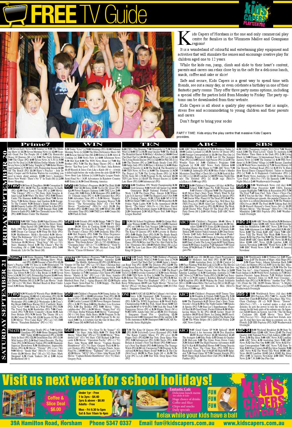 TV Guide - September 20 - 26, 2013 by The Weekly Advertiser - Issuu