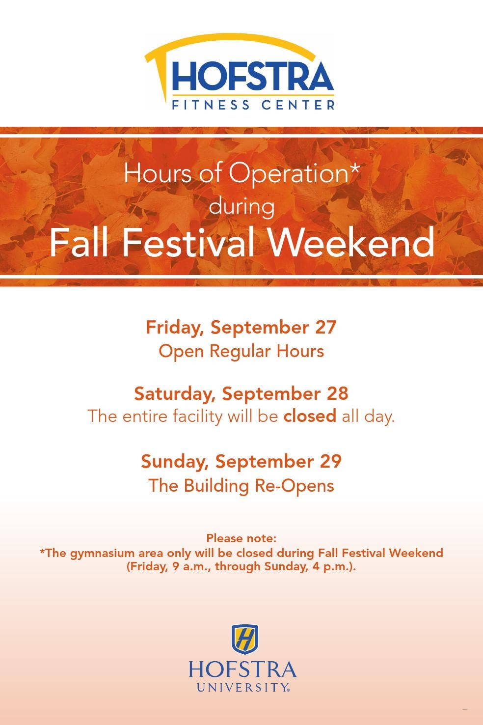 Hofstra Fitness Center Fall Festival Hours by Hofstra University - Issuu