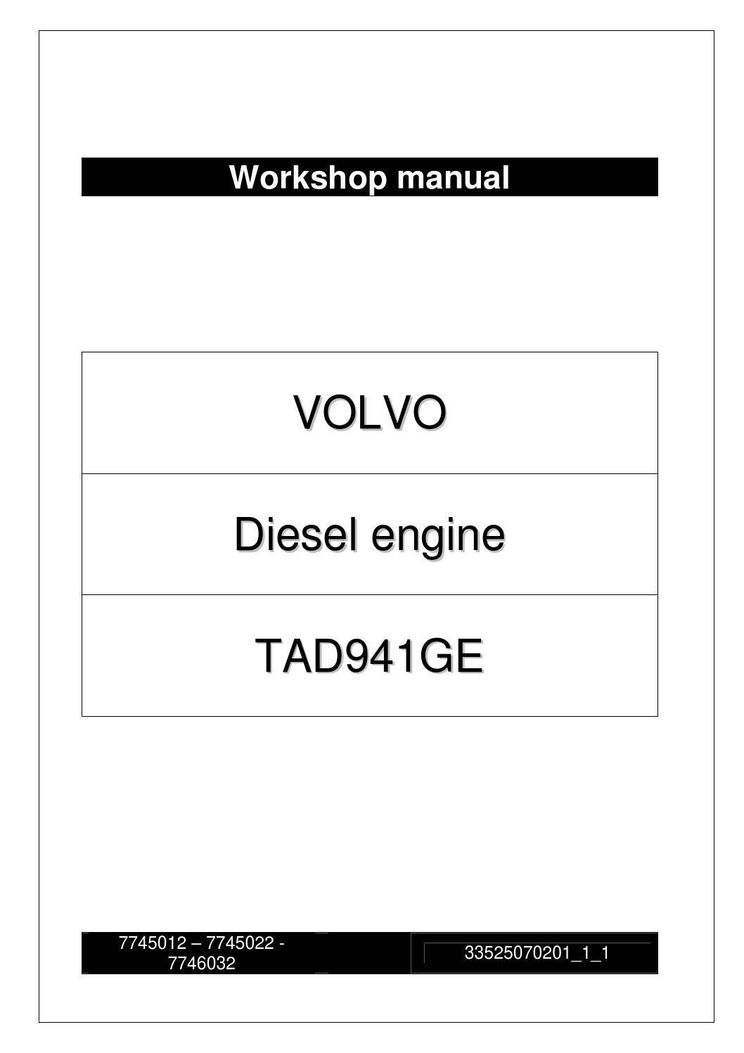 WORKSHOP MANUAL VOLVO TAD941GE Engine by Power Generation - Issuu