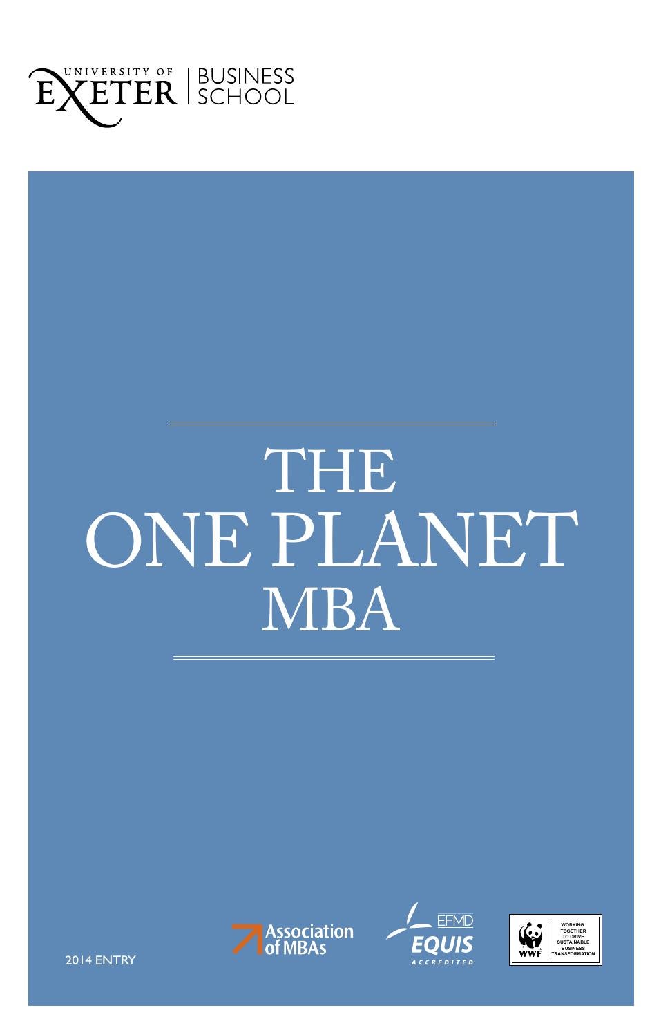 The One Planet MBA Prospectus 2014 by University of Exeter - Issuu