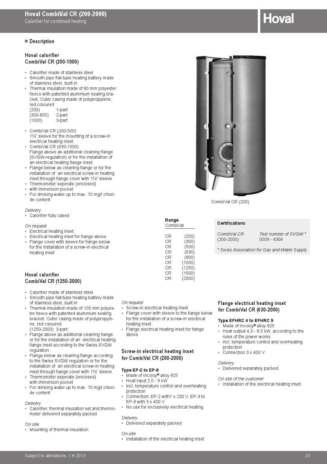 Calorifier Catalogue - Export by Hoval - Issuu