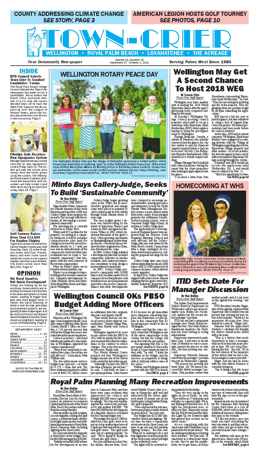 Town-Crier Newspaper September 27, 2013 by Wellington The Magazine LLC ...