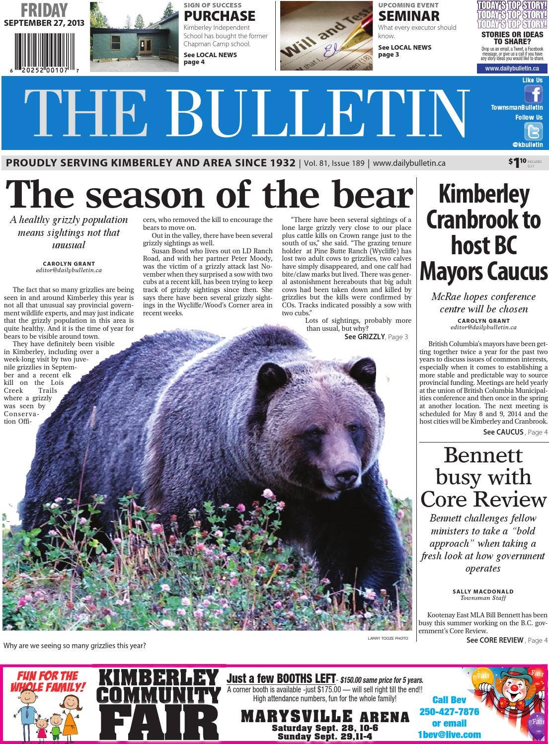 Kimberley Daily Bulletin, September 27, 2013 by Black Press Media Group ...