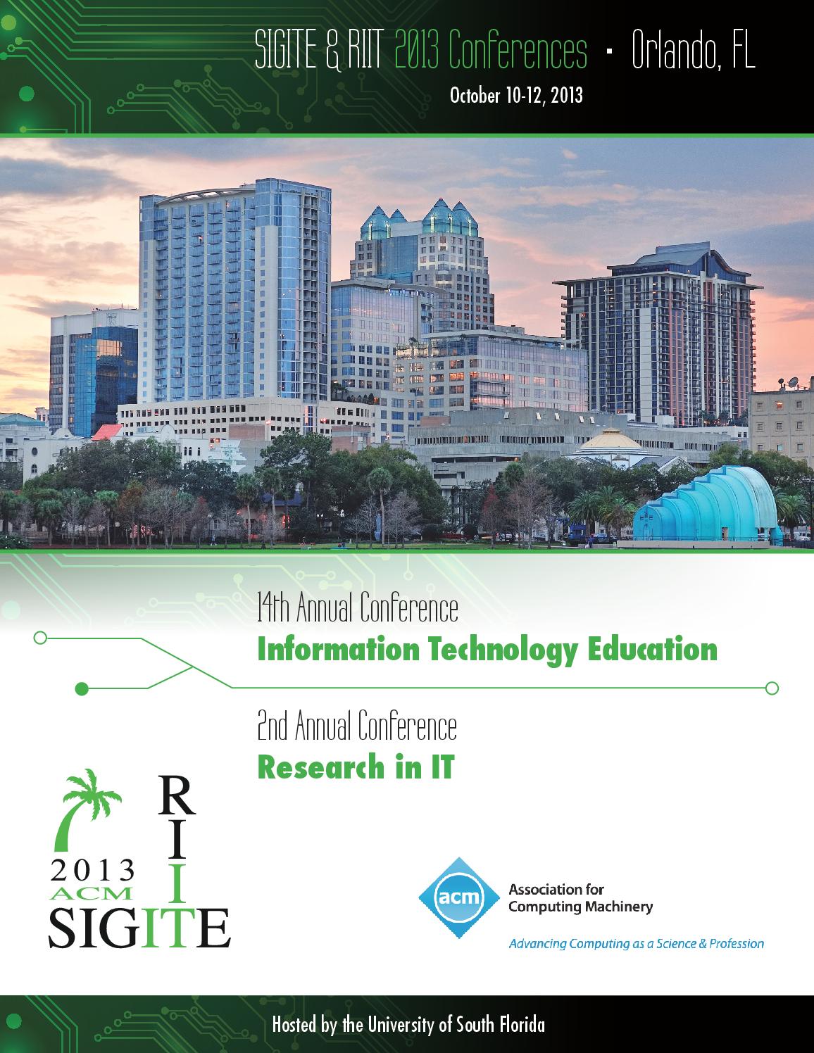SIGITE & RIIT 2013 Conferences Program by USF Engineering - Issuu