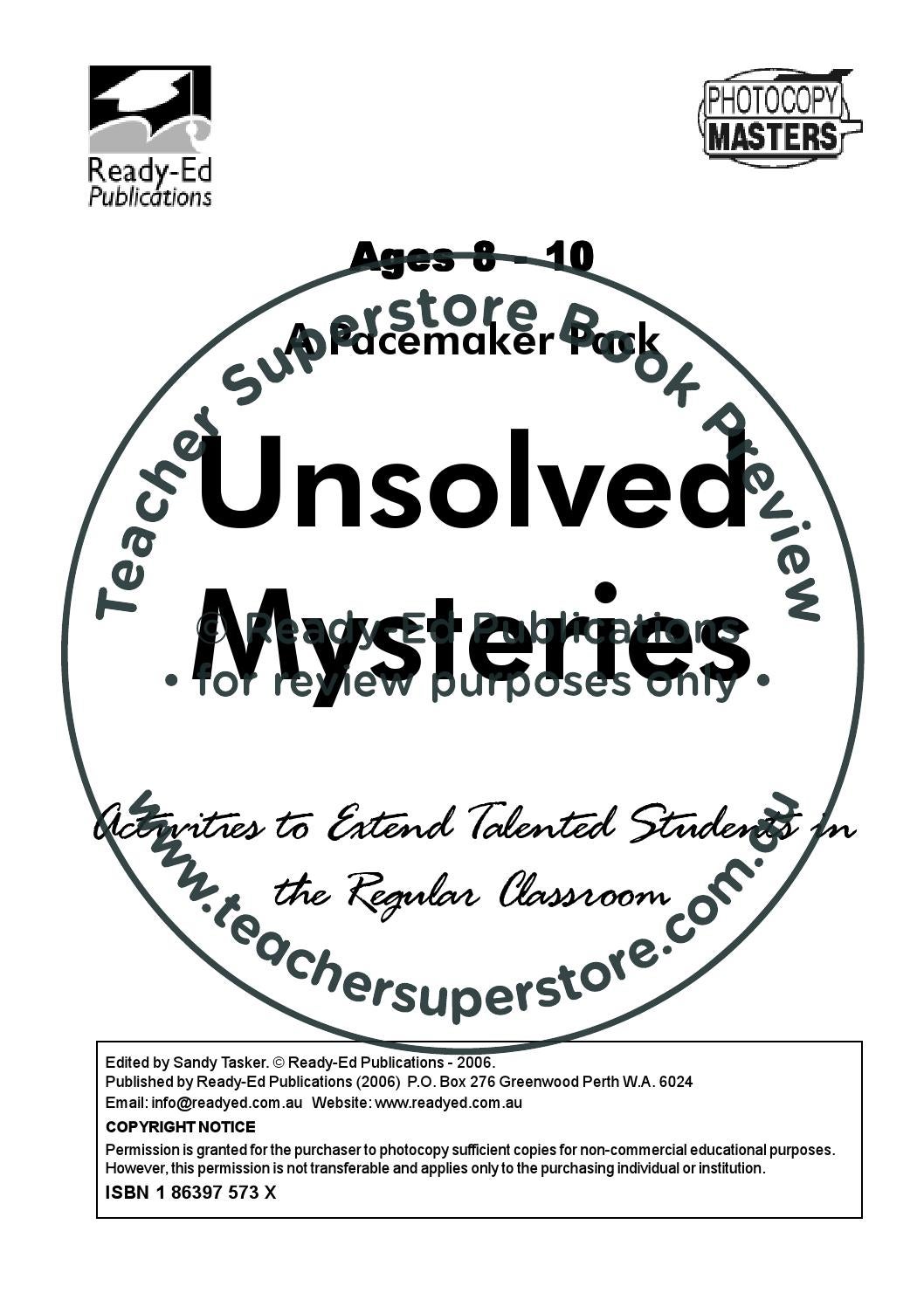 Pacemaker Pack: Unsolved Mysteries (Middle) by Teacher Superstore - Issuu