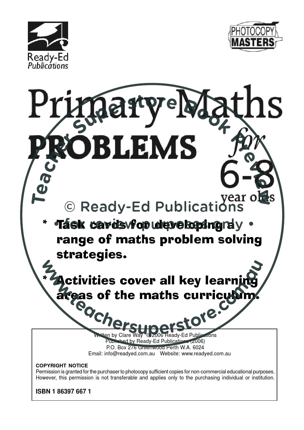 Primary Maths Problems Series: Book 1 by Teacher Superstore - Issuu