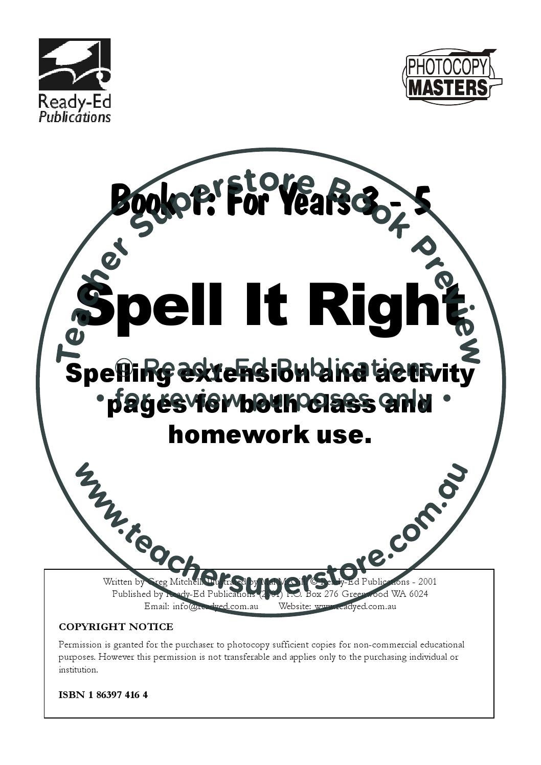 Spell It Right!: Book 1 - Ages 7-9 by Teacher Superstore - Issuu