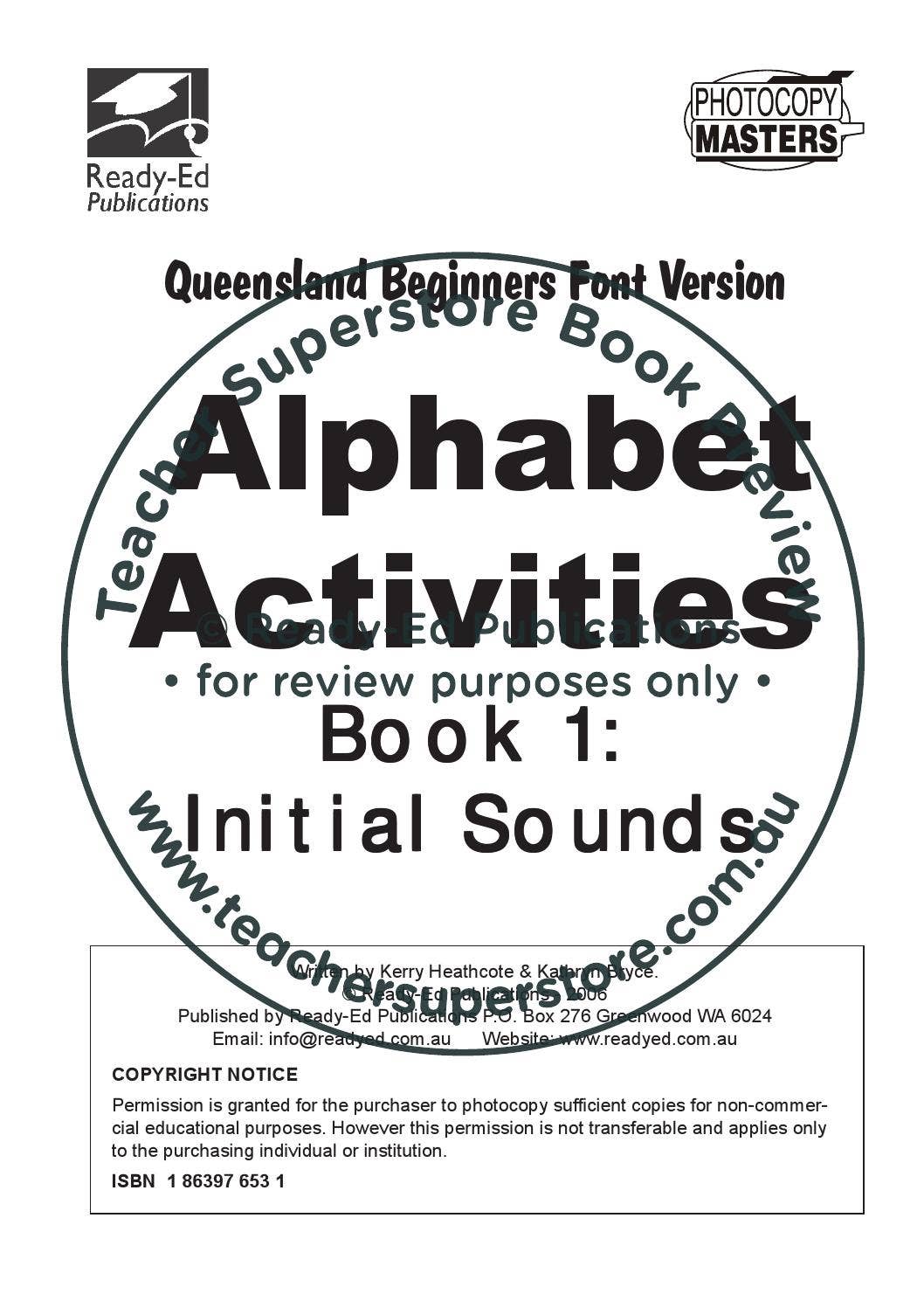 Alphabet Activities Book - QLD Font: Book 1 - Initial Sounds by Teacher ...