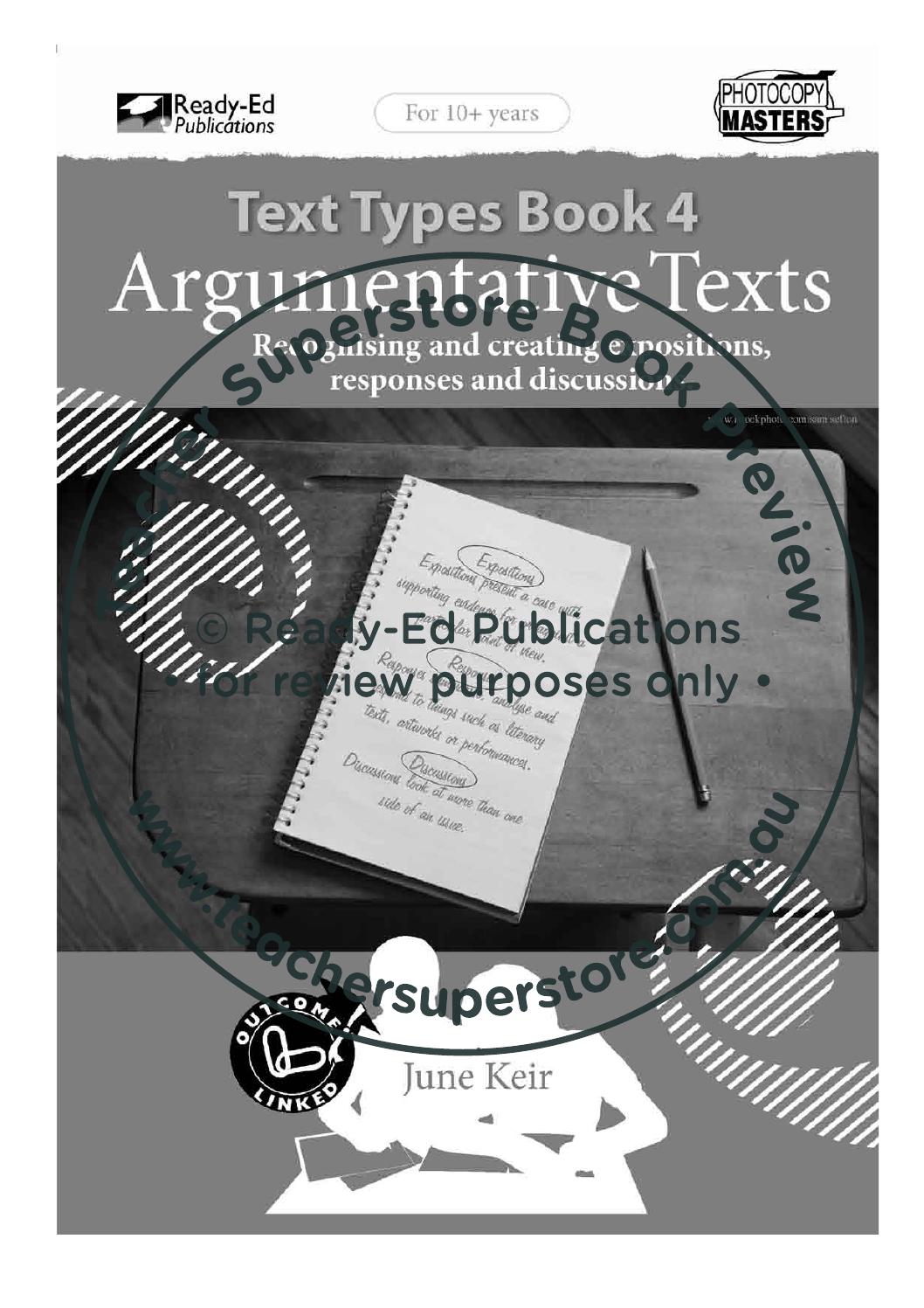 Text Types: Book 4 - Argumentative Texts by Teacher Superstore - Issuu