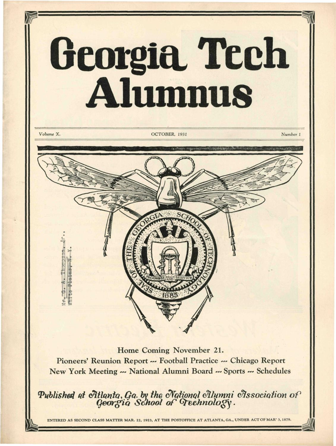 Georgia Tech Alumni Magazine Vol. 10, No. 01 1931 by Georgia Tech ...
