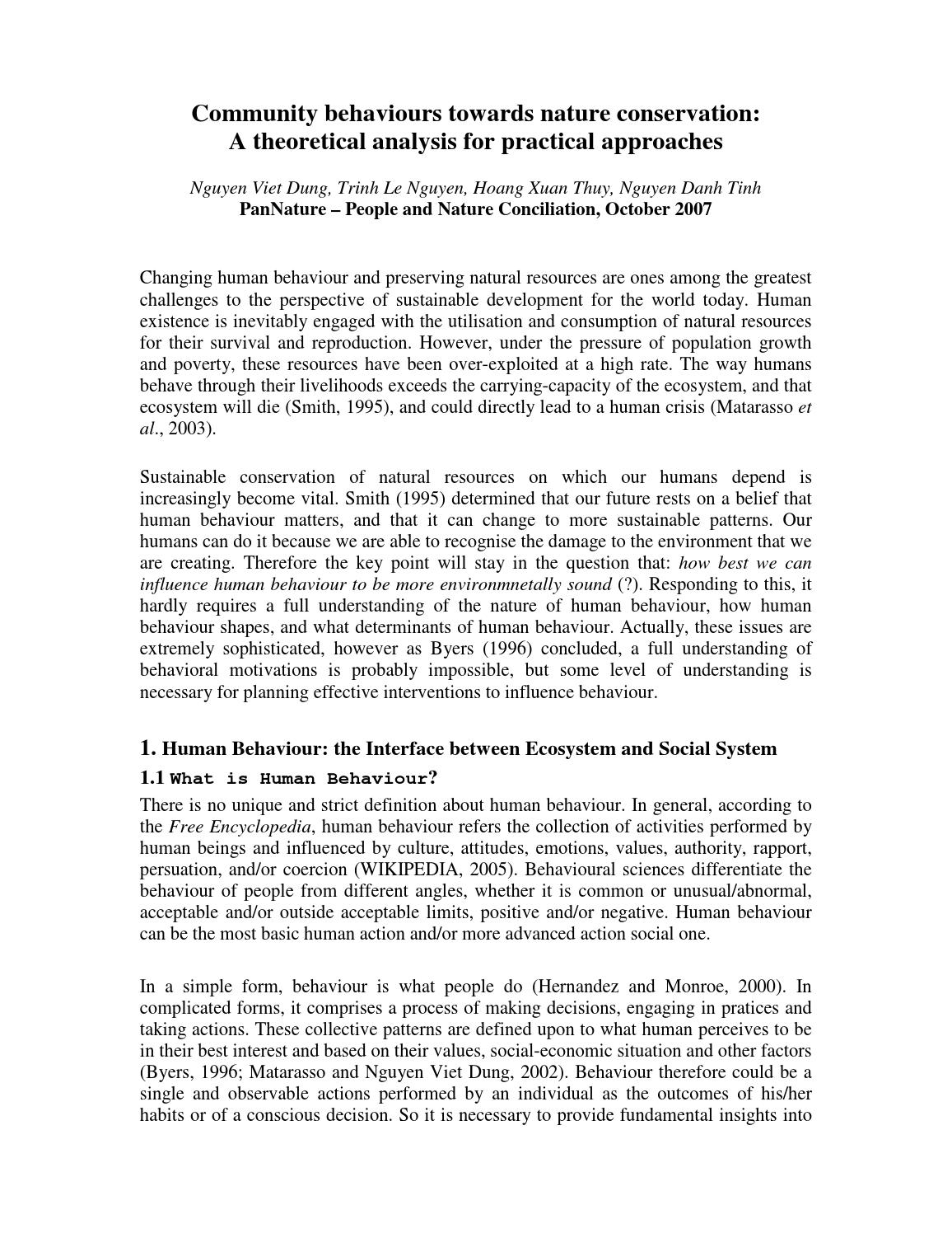 Community Behaviours Towards Nature Conservation A Theoretical community-behaviours-towards-nature-conservation-a-theoretical