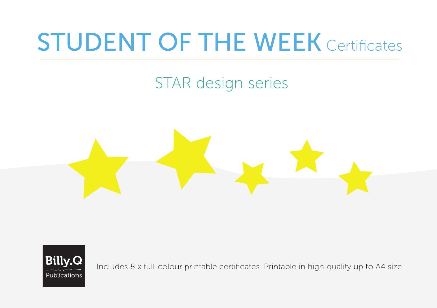 Student of the Week Printable Certificates - Star Series by Teacher ...