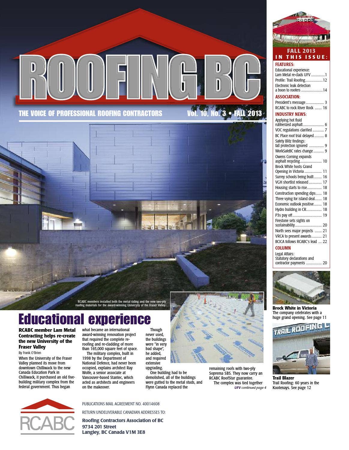 Roofing BC, Fall 2013 by RCABC - Issuu