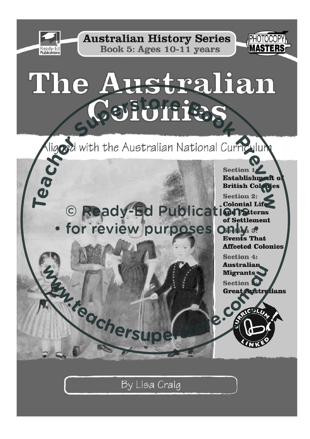 Australian History Series: Book 5 - The Australian Colonies by Teacher ...