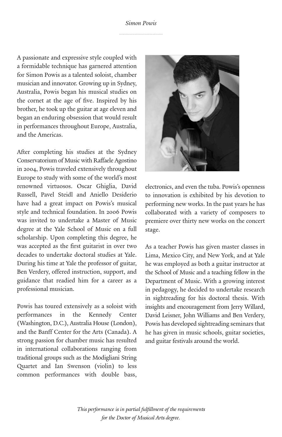 Simon Powis, guitar by Yale School of Music - Issuu