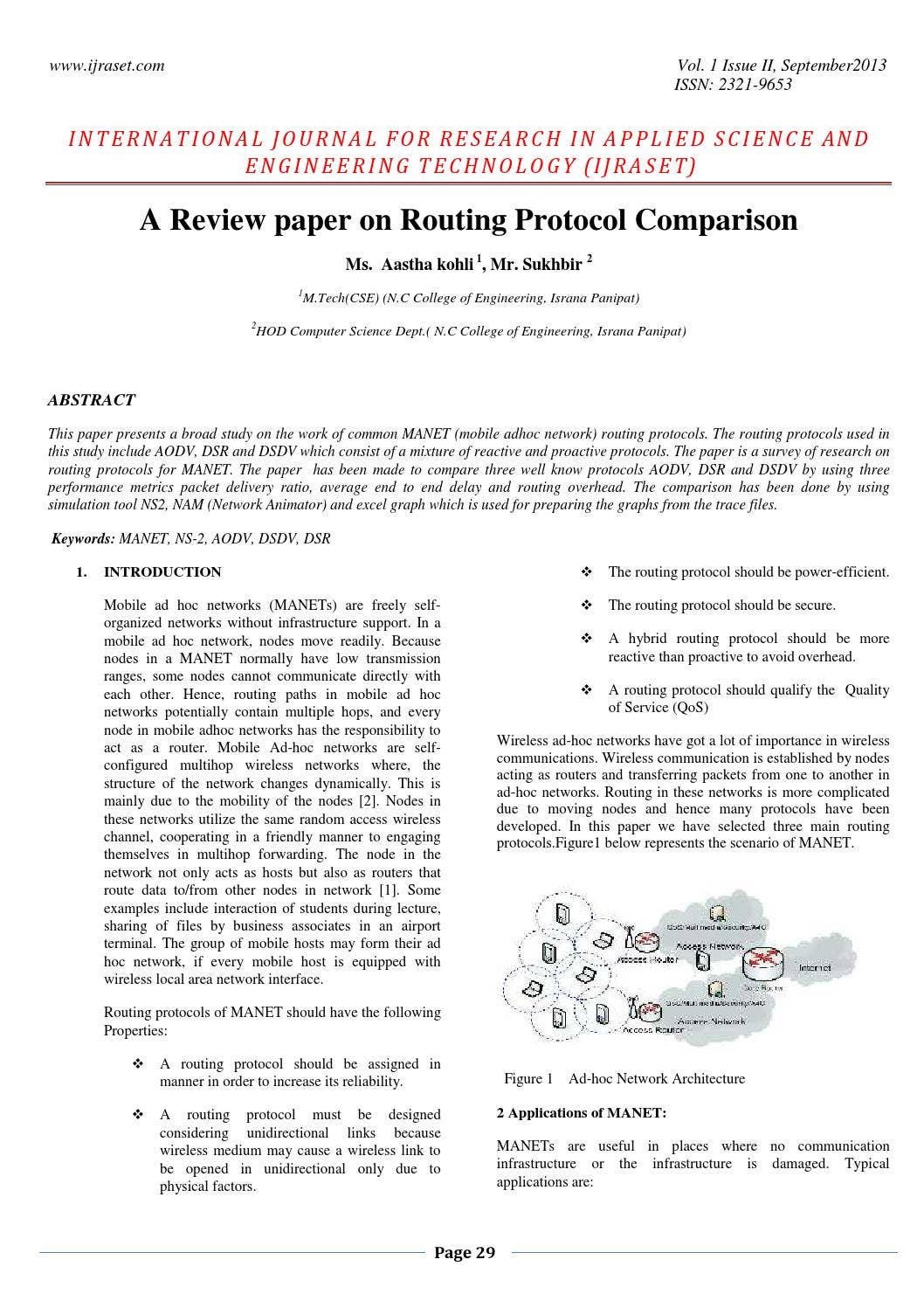 A review paper on routing protocol comparison by IJRASET - Issuu
