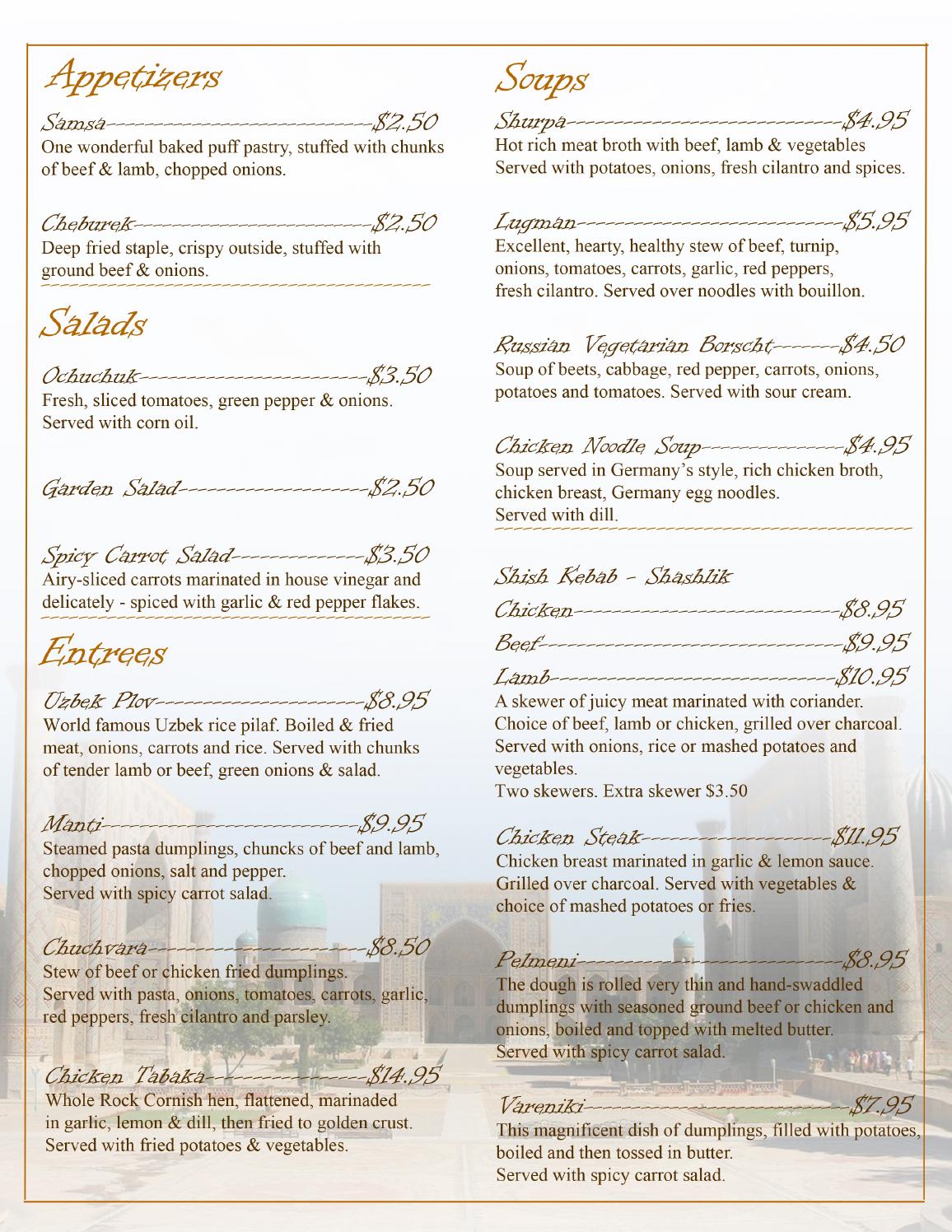 Restaurant uzbekistan menu by Afisha - Issuu