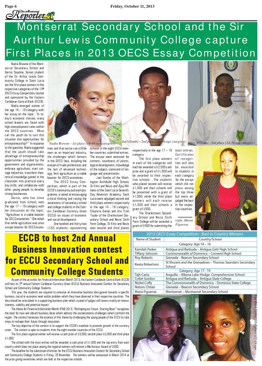 The Montserrat Reporter - October 11 2013 by The Montserrat Reporter ...