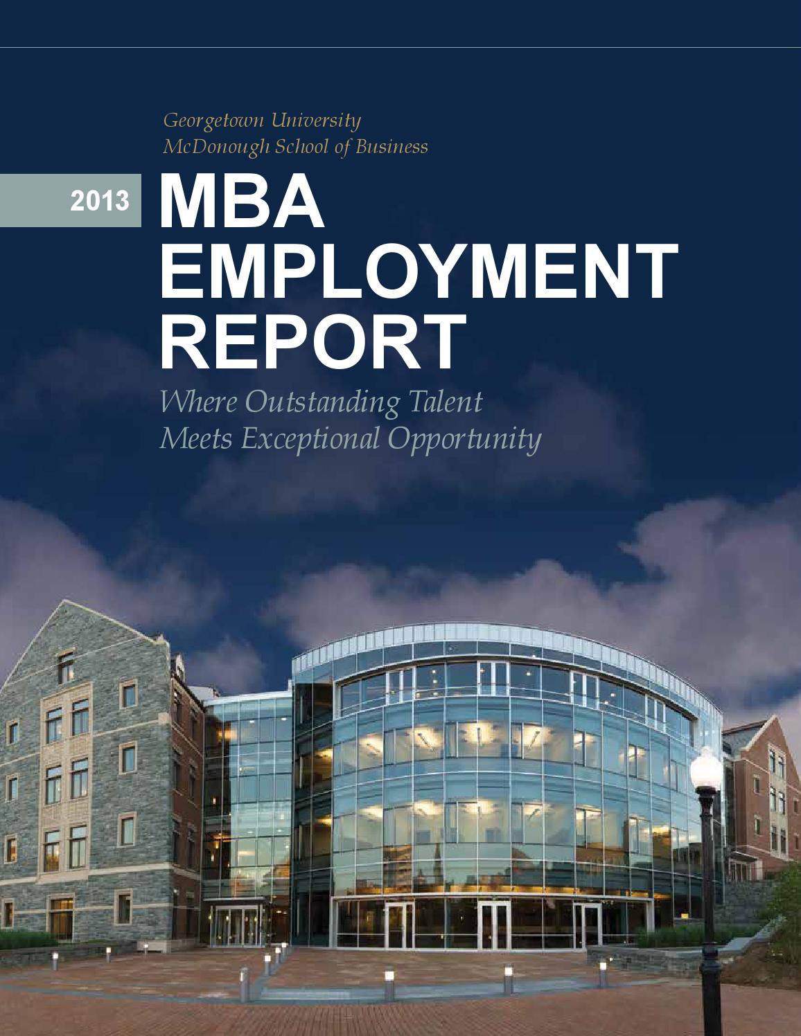2013 MBA Employment Report by Georgetown University McDonough School of ...