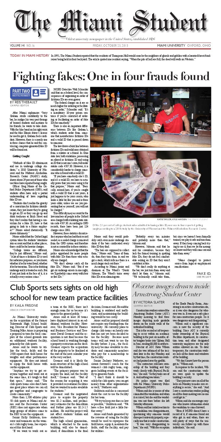 October 25, 2013 | The Miami Student by The Miami Student - Issuu