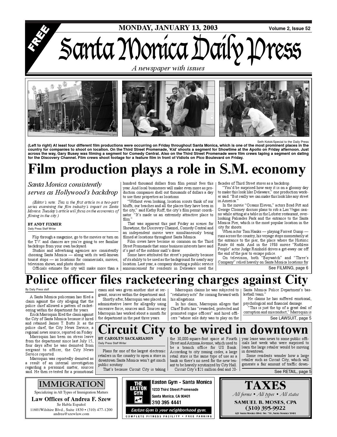 Santa Monica Daily Press, January 11, 2003 by Santa Monica Daily Press ...