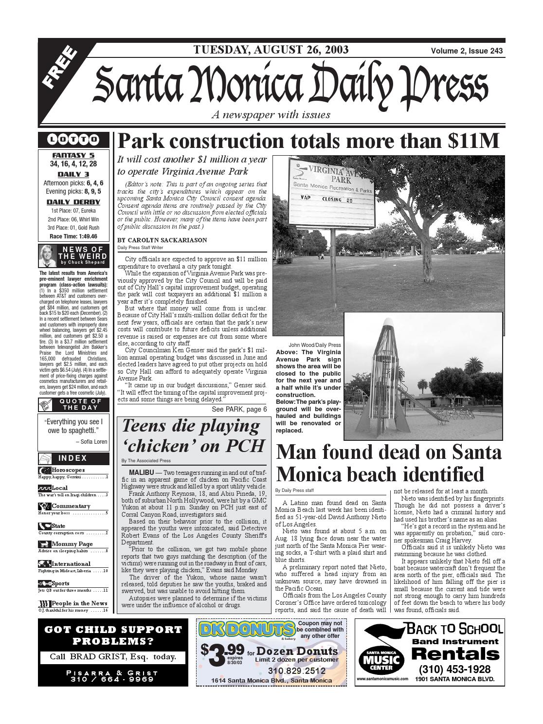 Santa Monica Daily Press, August 26, 2003 by Santa Monica Daily Press ...