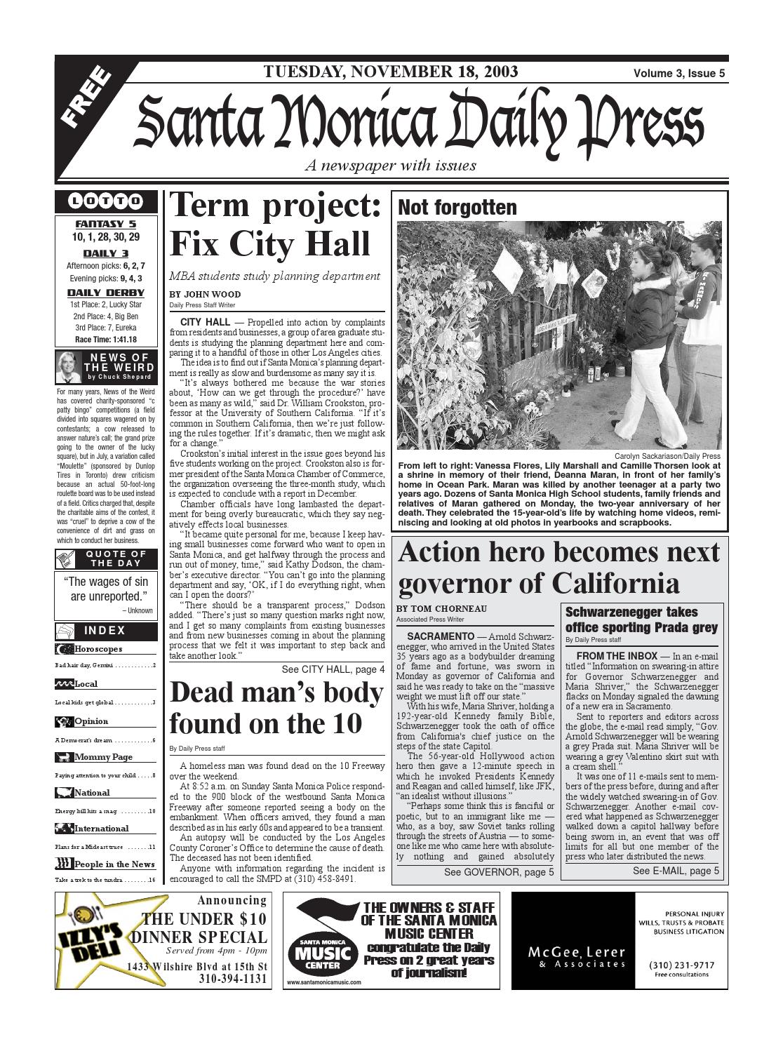 Santa Monica Daily Press, November 18, 2003 by Santa Monica Daily Press ...