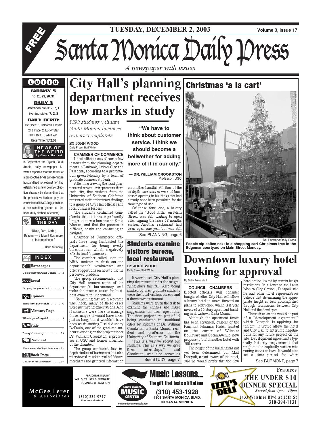 Santa Monica Daily Press, December 02, 2003 by Santa Monica Daily Press ...
