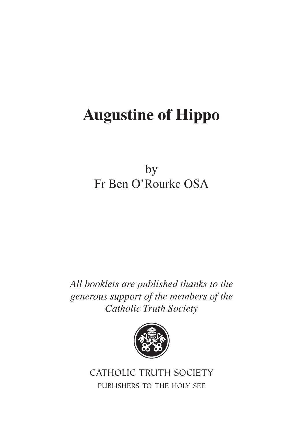 Augustine of Hippo by Catholic Truth Society - Issuu