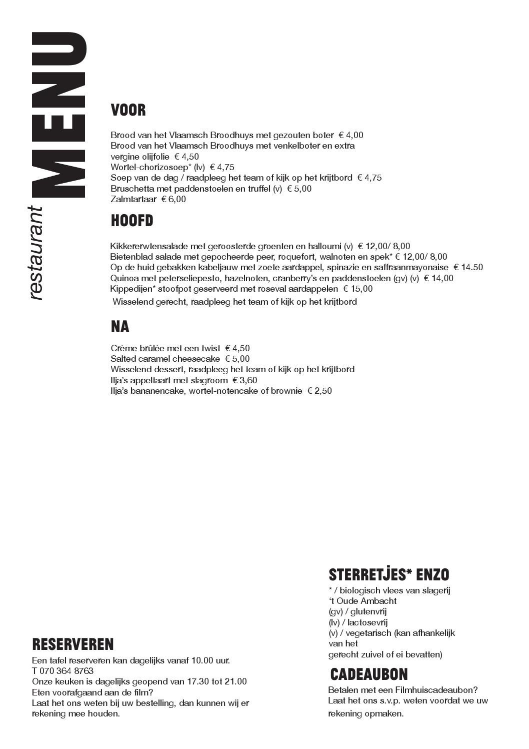 Restaurant menu 1 by Filmhuis Den Haag - Issuu