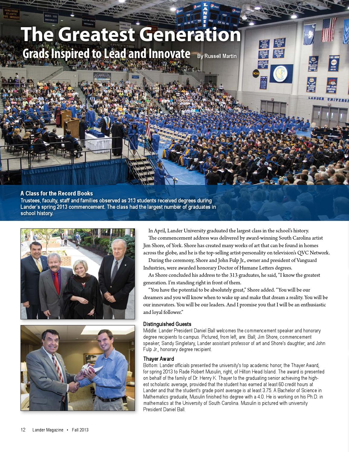 Lander magazine - Fall 2013 by Lander University - Issuu