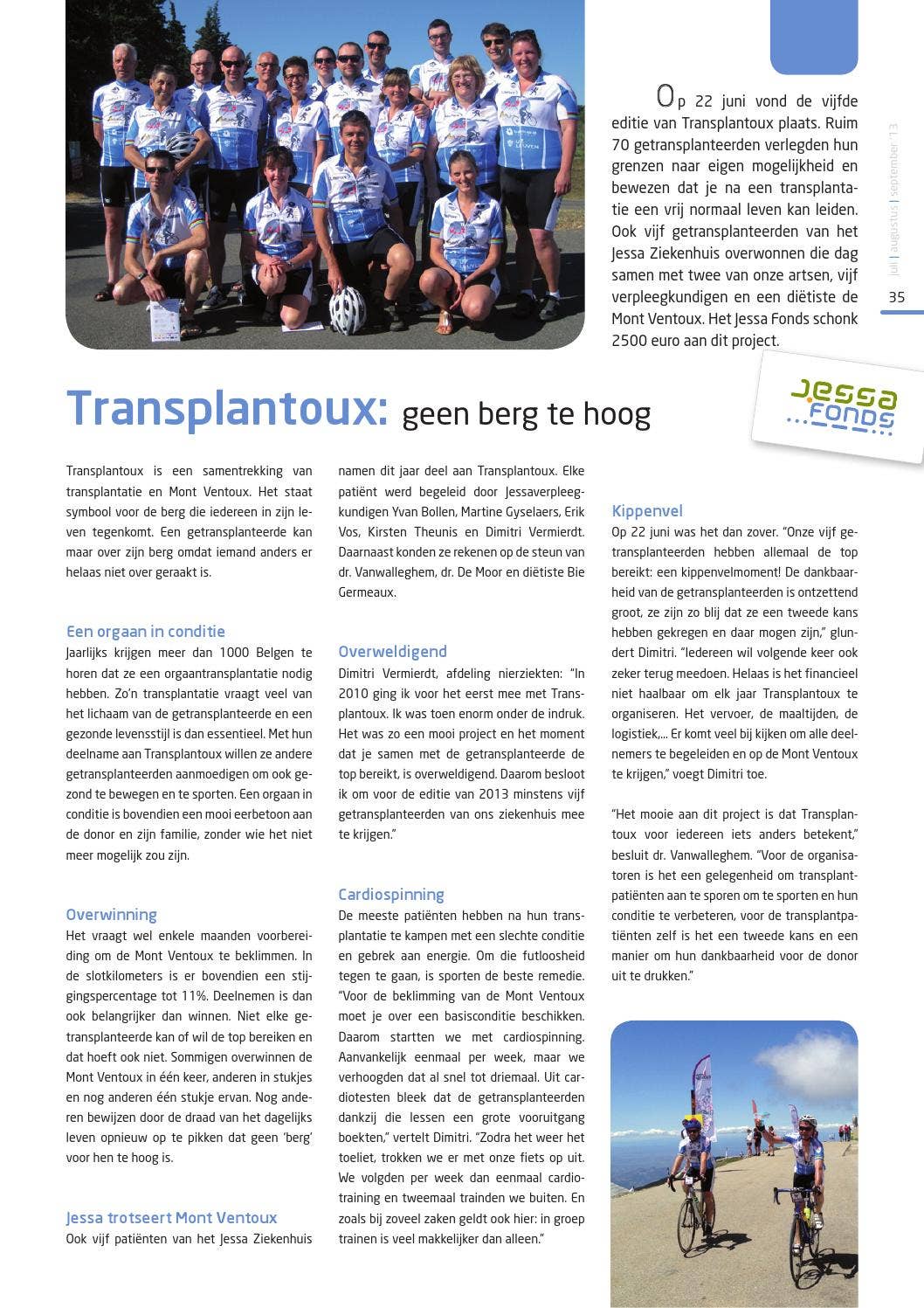 Transplantoux geen berg te hoog by Jessa Ziekenhuis - Issuu