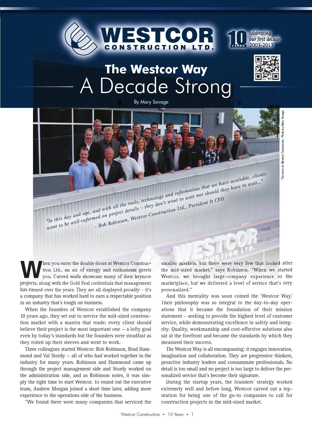Westcor Construction - A Decade Strong by Business in Calgary - Issuu