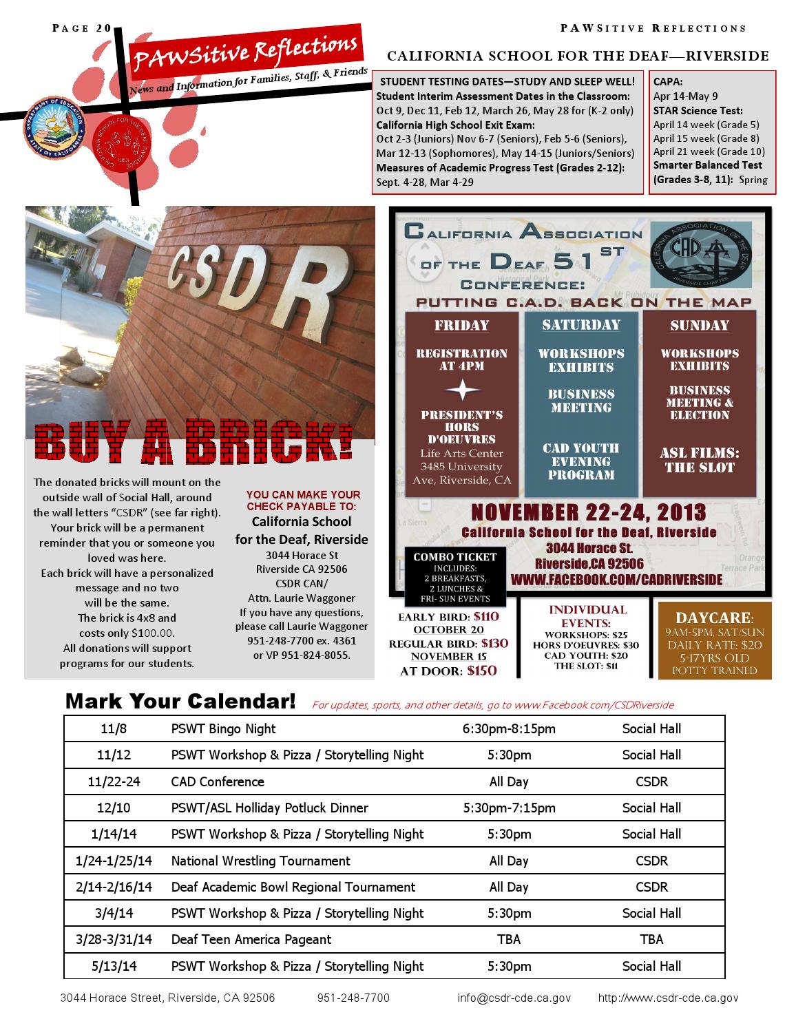 CSDR PAWSitive Reflections Fall 2013 by California School for the Deaf ...