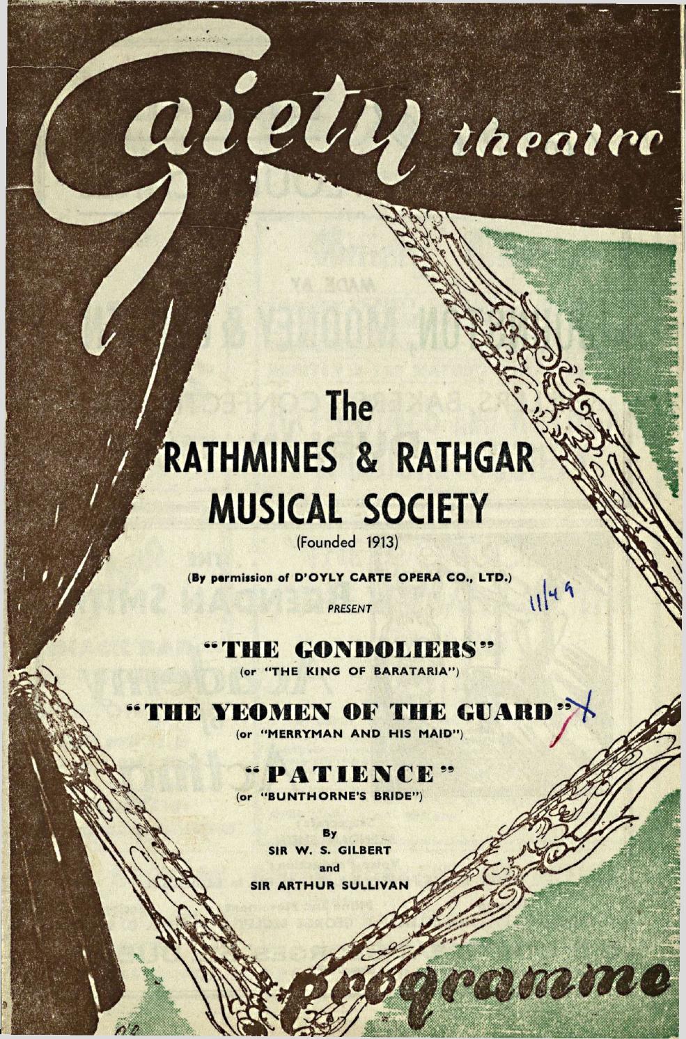 1949 the gondoliers, the yeoman of the guard, patience vol1 by ...