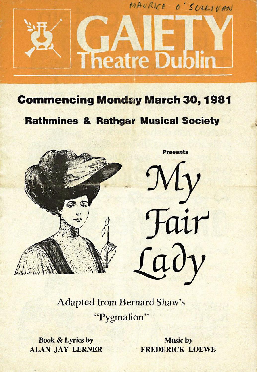 1981 my fair lady by Rathmines & Rathgar Musical Society - Issuu