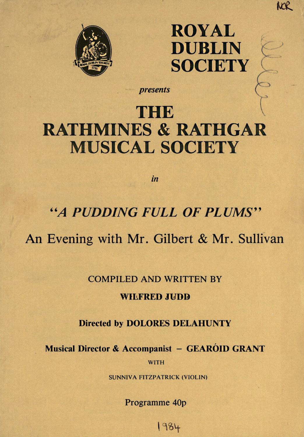 1984 a pudding full of plums by Rathmines & Rathgar Musical Society - Issuu