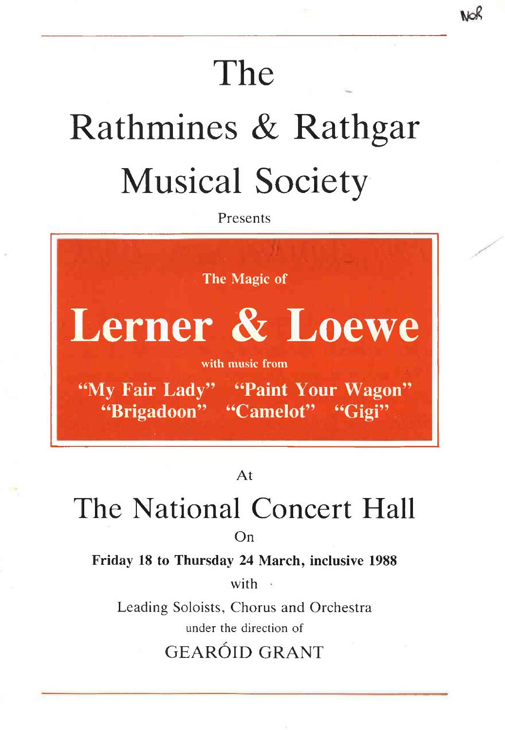 1988 the magic of lerner loewe 18th 24th march by Rathmines & Rathgar ...