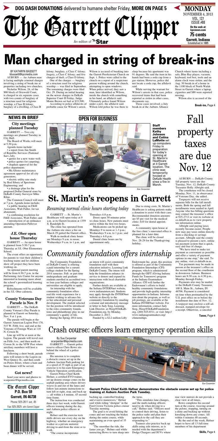 The Garrett Clipper - November 4, 2013 by KPC Media Group - Issuu