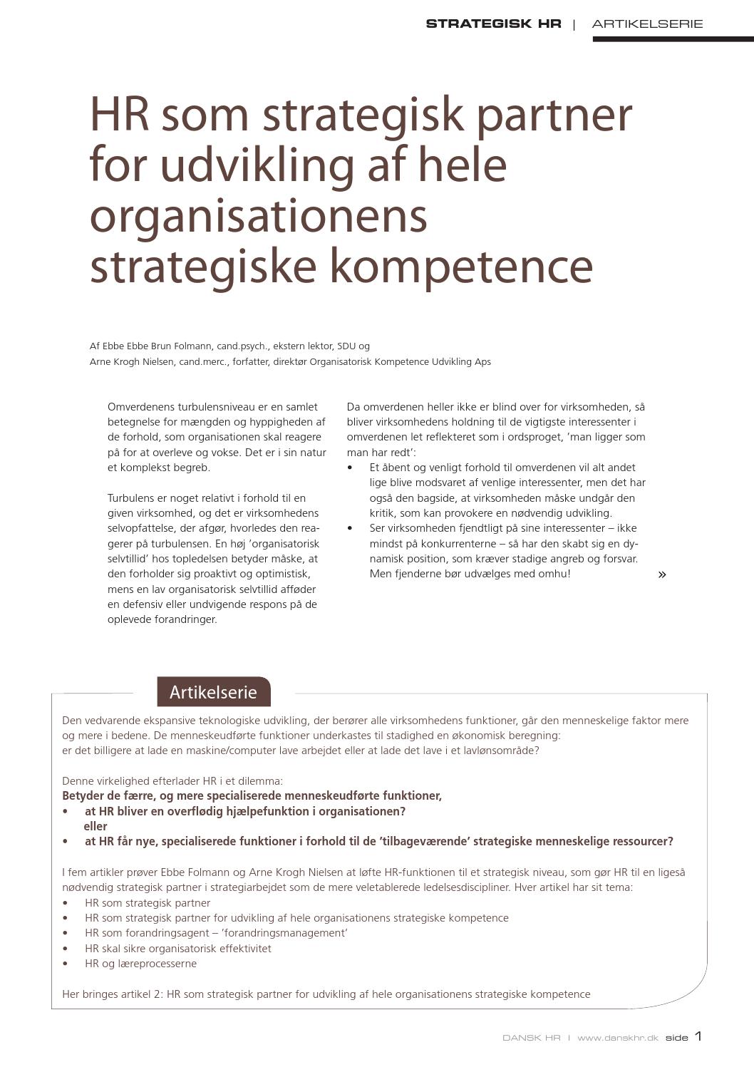 Artikel 2: HR som strategisk partner for udvikling af hele ...