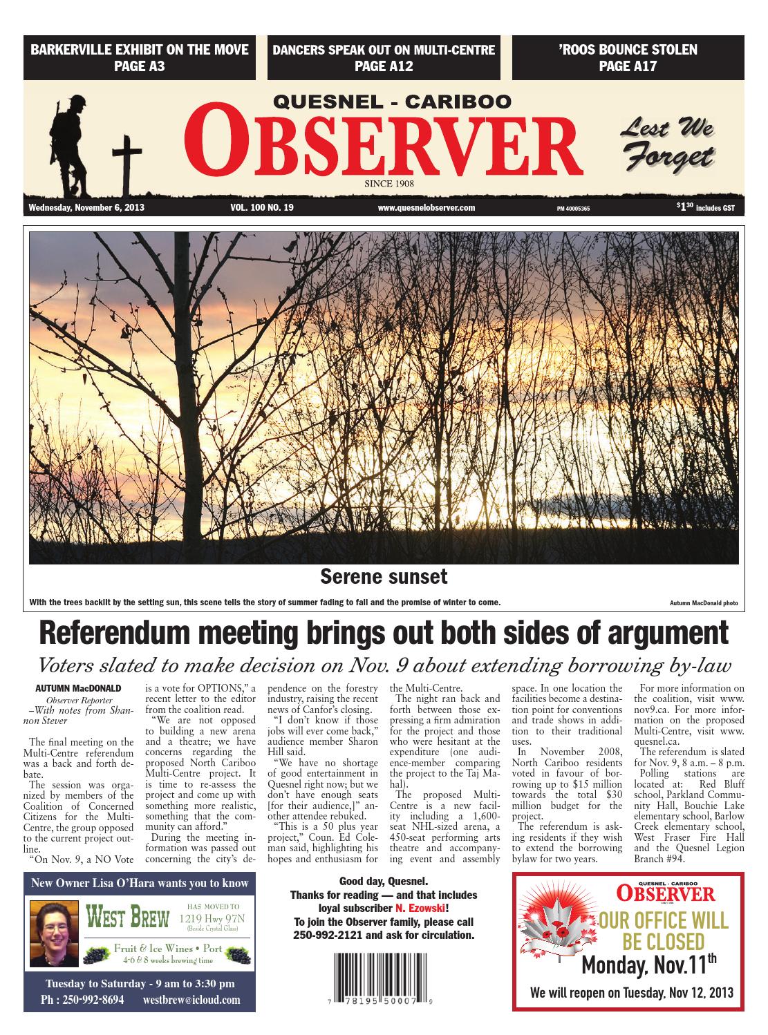 Quesnel Cariboo Observer, November 06, 2013 by Black Press Media Group ...