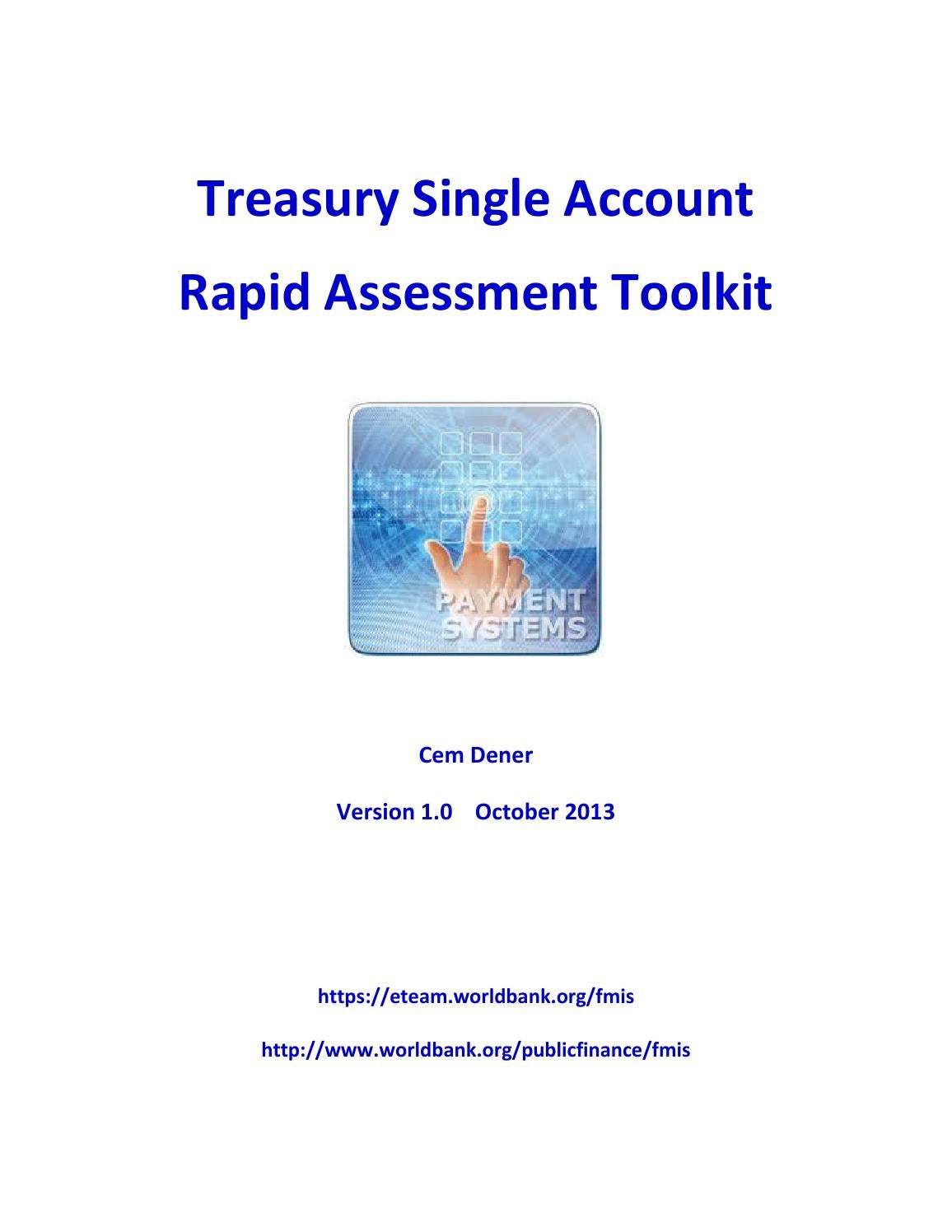 Treasury Single Account Rapid Assessment Toolkit by World Bank Group ...