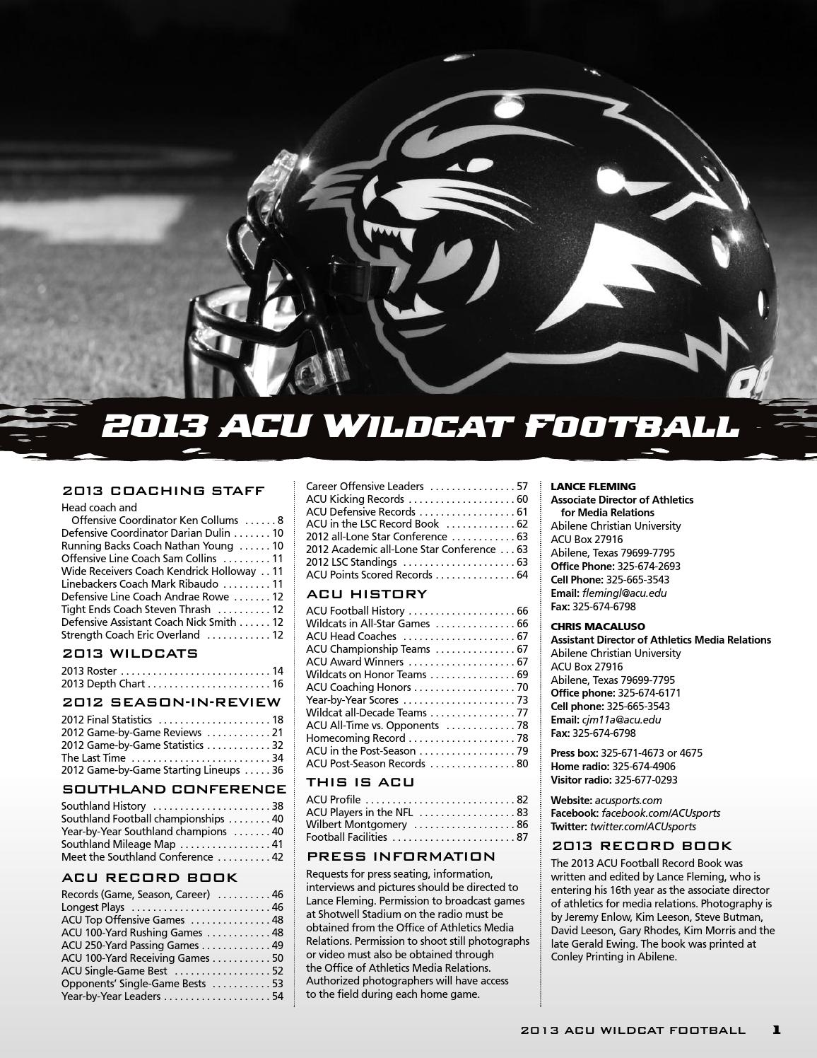 2013 ACU Football Record Book by Abilene Christian University - Issuu