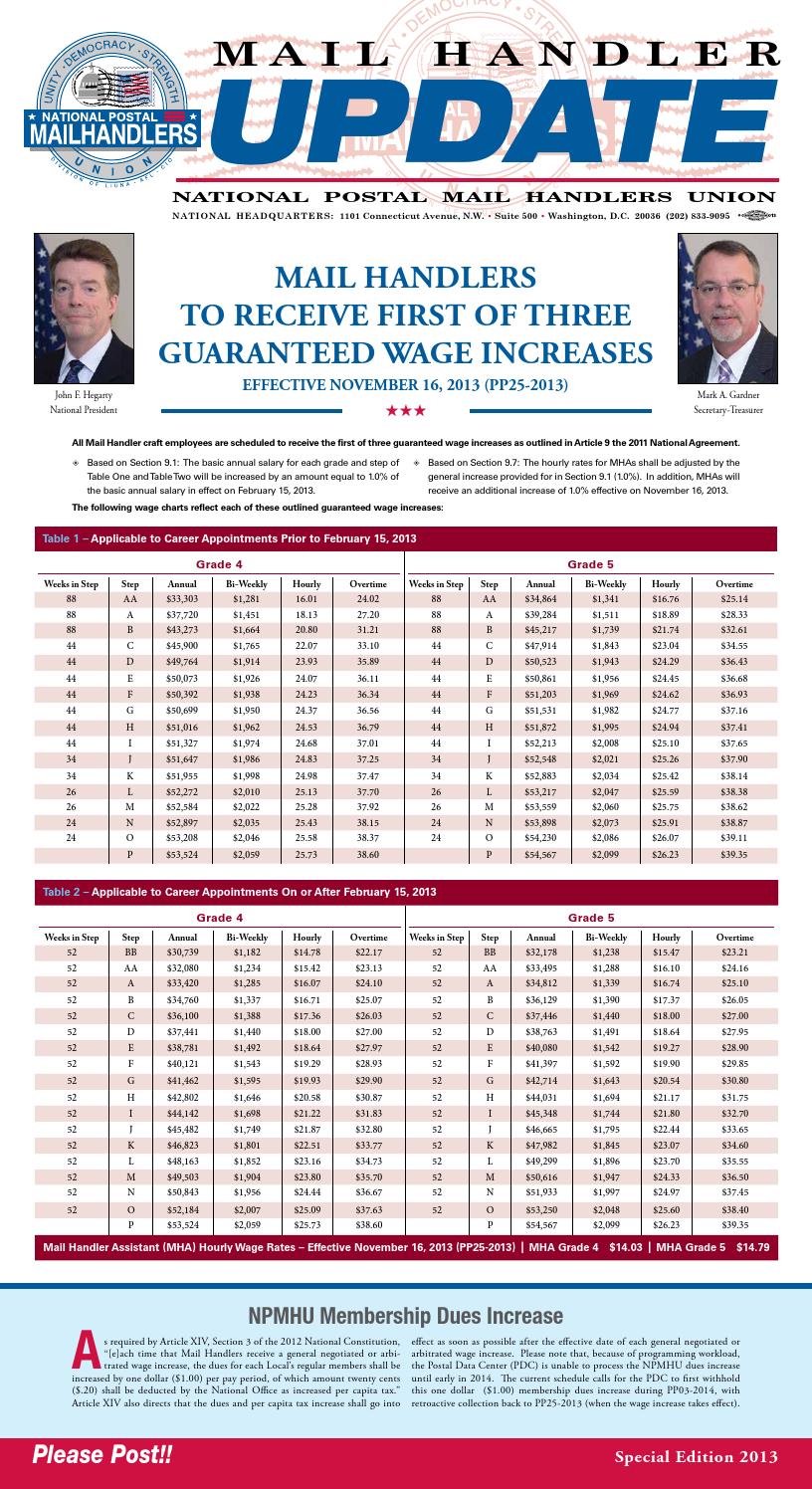 November 2013 Special Wage Chart by National Postal Mail Handlers Union ...