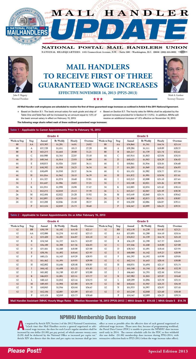 November 2013 Special Wage Chart by National Postal Mail Handlers Union ...